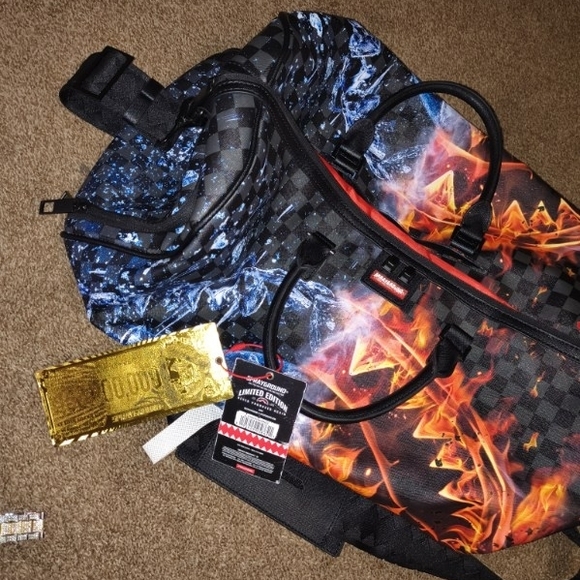 Sprayground | Bags | Sprayground Black And Multicolor Fire Ice Duffel ...
